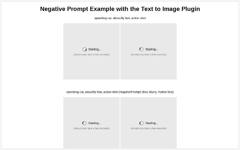 Negative Prompt Example with the Text to Image Plugin