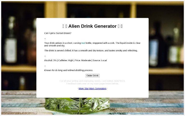 🍸 🍹 Alien Drink Generator 🍹 🍸