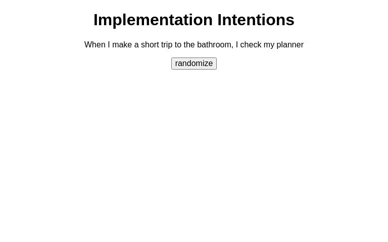 Implementation Intentions ― Perchance Generator