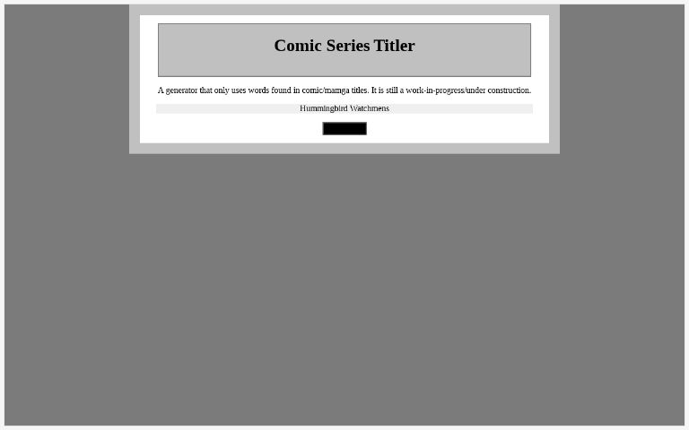 Comic Series Titler ― Perchance Generator