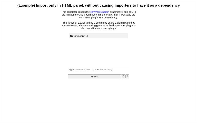 (Example) Import only in HTML panel, without causing importers to have it as a dependency ...