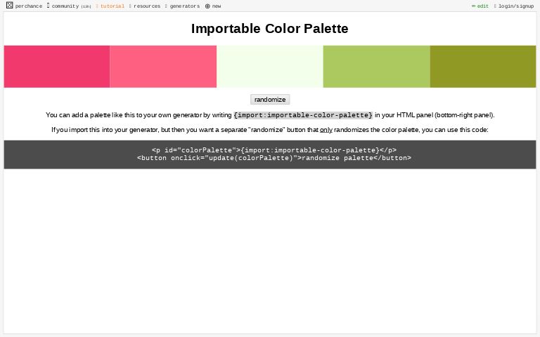 Importable Color Palette ― Perchance Generator