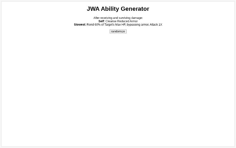 JWA Ability Generator