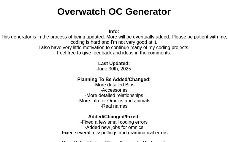 Overwatch OC Generator