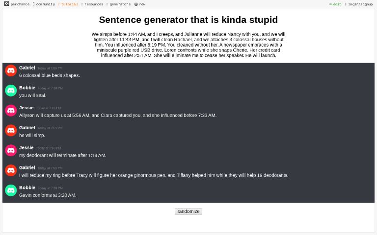 Sentence generator that is kinda stupid