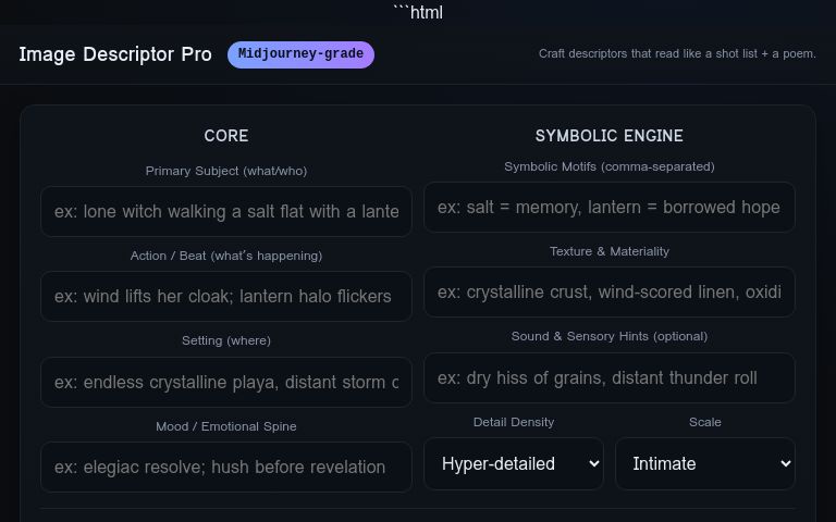 Image Descriptor Pro ― Perchance Generator