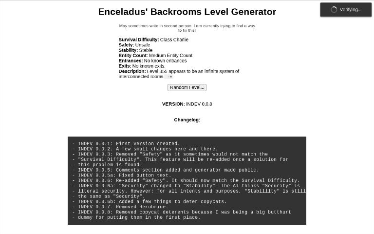 Enceladus' Backrooms Level Generator