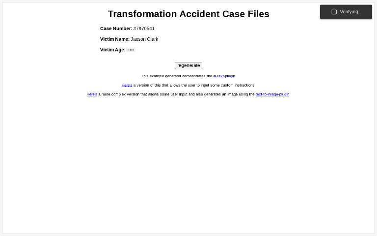 Transformation Accident Case Files ― Perchance Generator