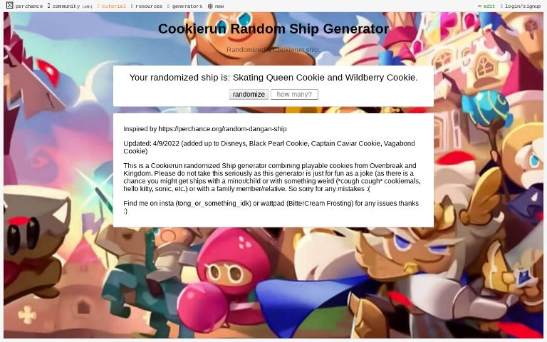 Cookierun Random Ship Generator