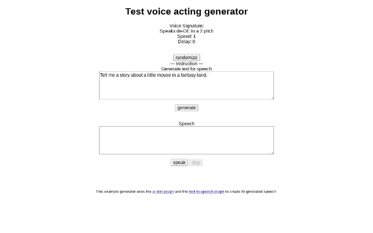Test voice acting generator