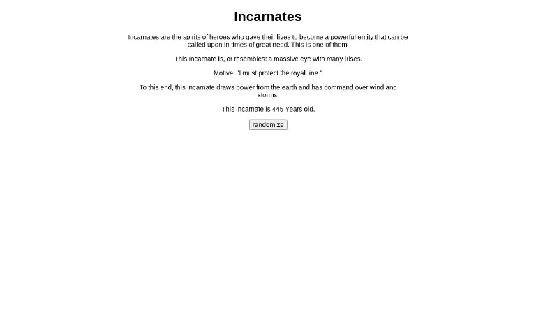 Incarnates ― Perchance Generator