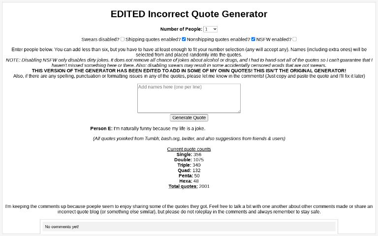 EDITED Incorrect Quote Generator