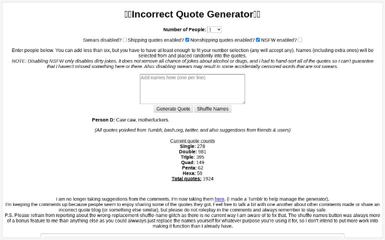 🏳️‍🌈Incorrect Quote Generator🏳️‍🌈