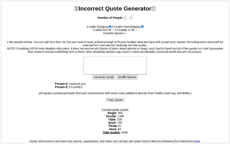 🏳️‍🌈Incorrect Quote Generator🏳️‍🌈
