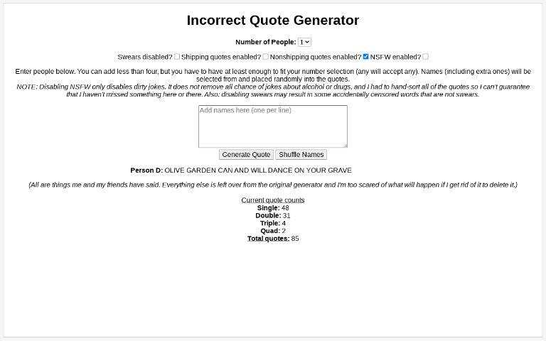 Incorrect Quote Generator