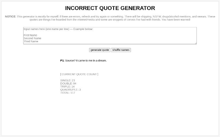 INCORRECT QUOTE GENERATOR