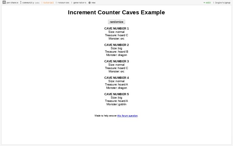 Increment Counter Caves Example ― Perchance Generator