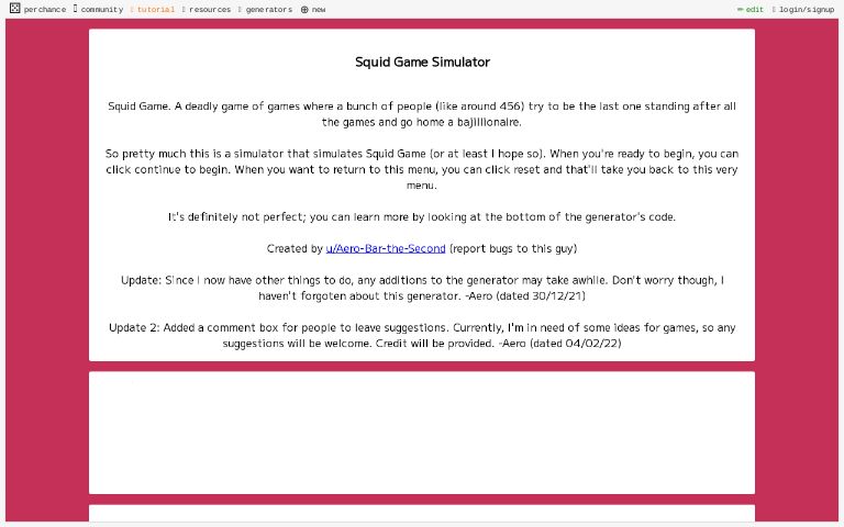 Squid Game Simulator ― Perchance Generator