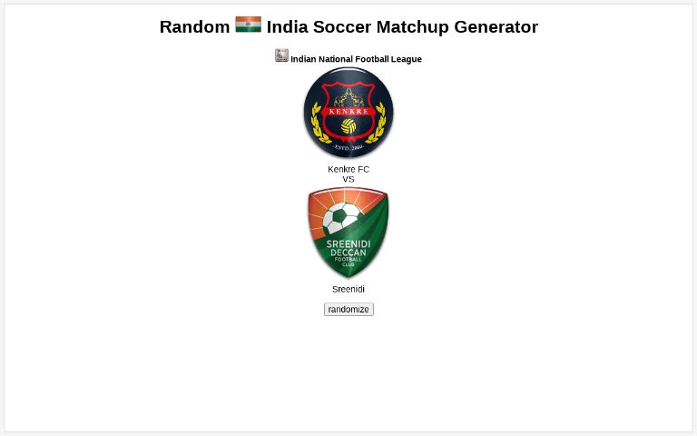 Random India Soccer Matchup Generator
