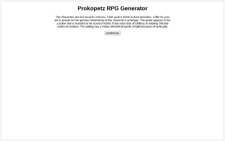Prokopetz RPG Generator