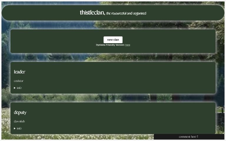 indigo's wc clan !! 🌿 ― Perchance Generator