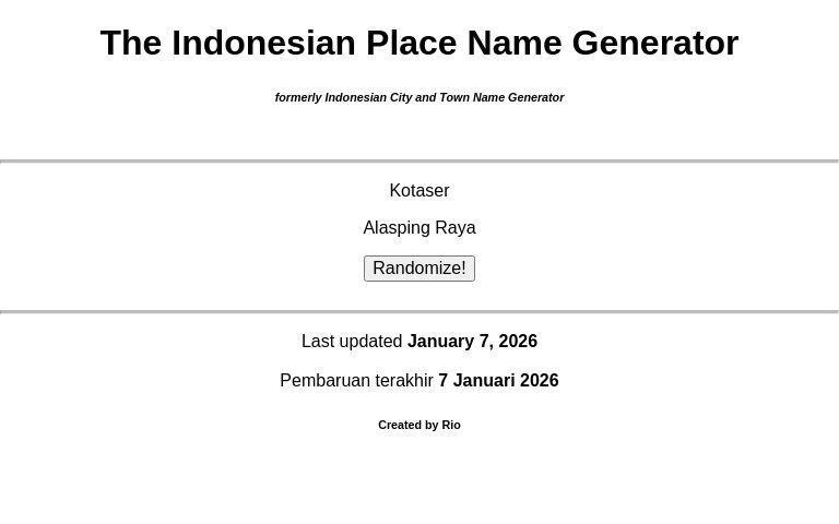 The Indonesian Place Name Generator