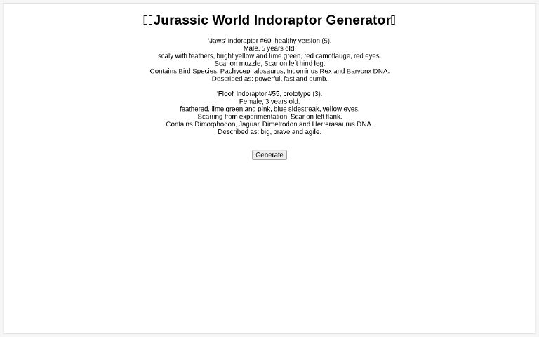 🐈‍⬛Jurassic World Indoraptor Generator🦖