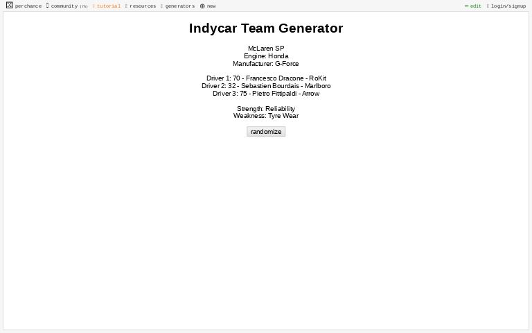 Indycar Team Generator