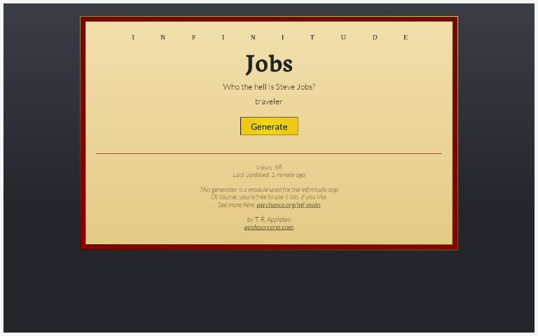 Infinitude: Jobs ― Perchance Generator