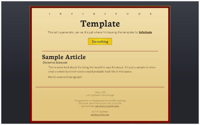 Infinitude: Template ― Perchance Generator