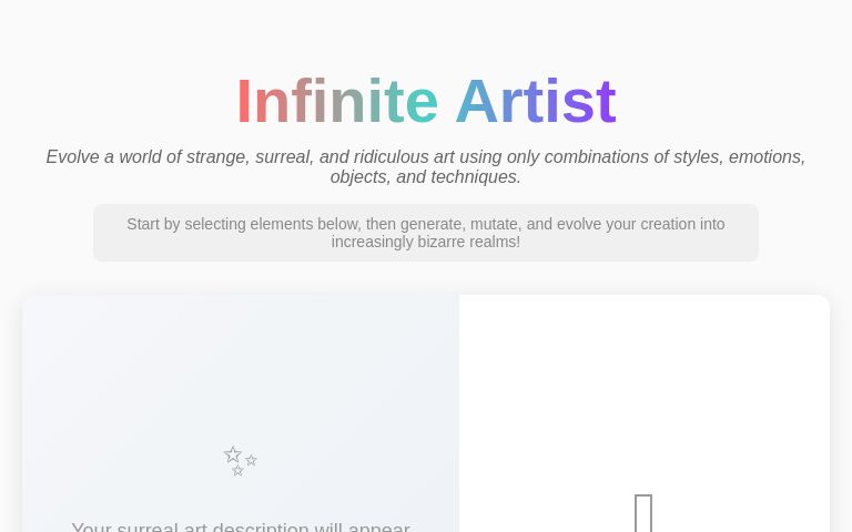 Infinite Artist ― Perchance Generator