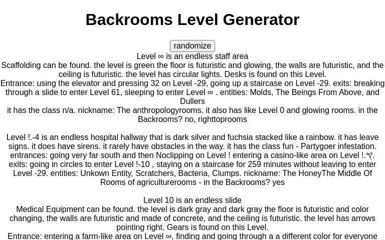 Backrooms Level Generator
