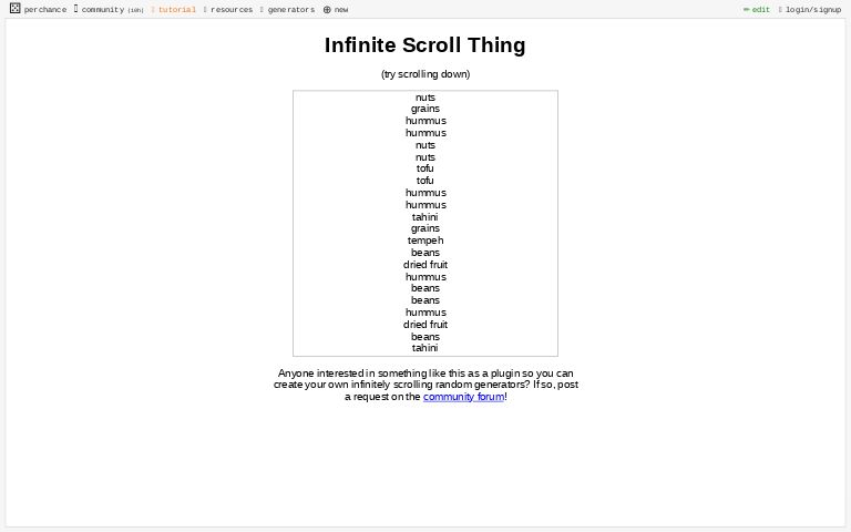 Infinite Scroll Thing ― Perchance Generator
