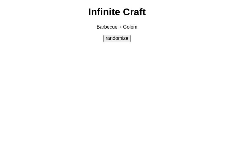 Infinite Craft ― Perchance Generator