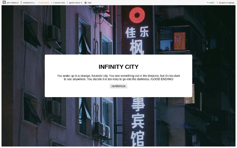 INFINITY CITY ― Perchance Generator