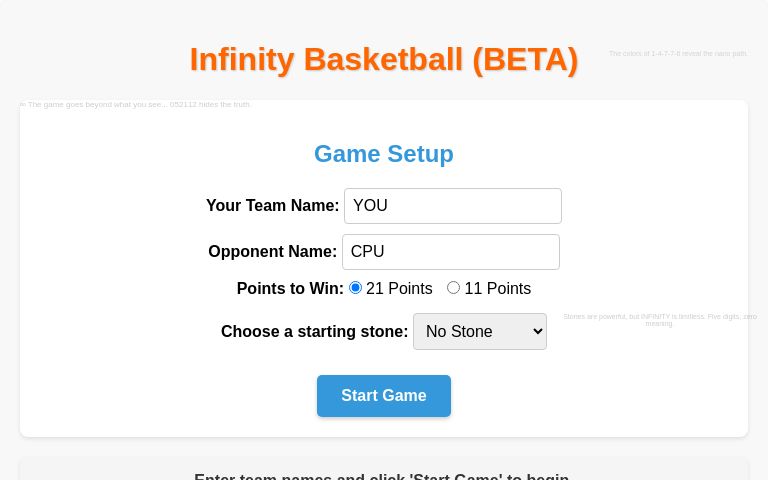 Infinity Basketball (BETA) ― Perchance Generator