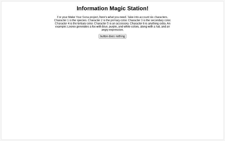 Information Magic Station! ― Perchance Generator