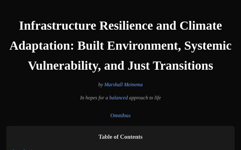 Infrastructure Resilience and Climate Adaptation: Built Environment ...