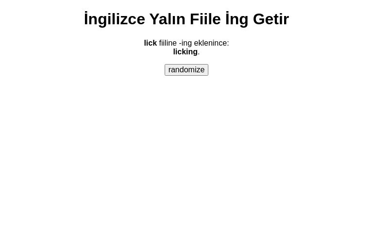 İngilizce Yalın Fiile İng Getir ― Perchance Generator