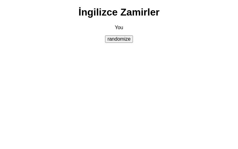 İngilizce Zamirler ― Perchance Generator