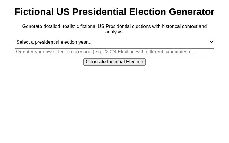 Fictional US Presidential Election Generator