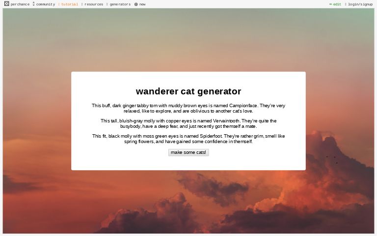 wanderer cat generator