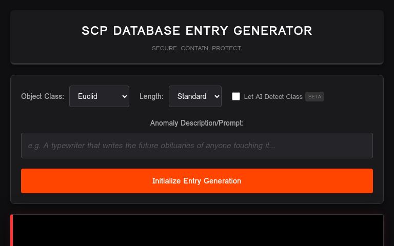 SCP Database Entry Generator