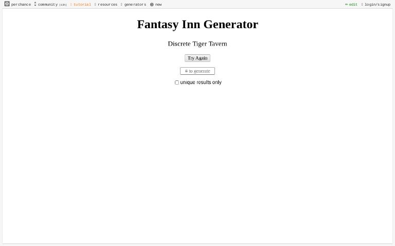Fantasy Inn Generator