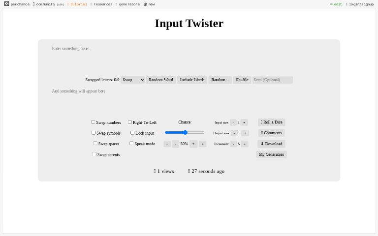 Input Twister ― Perchance Generator