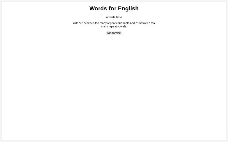 Words for English ― Perchance Generator