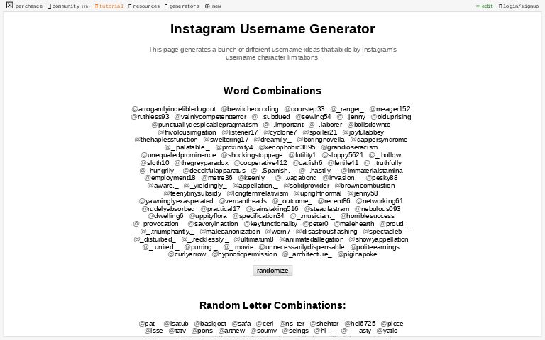 Instagram Username Generator (Infinite Ideas)