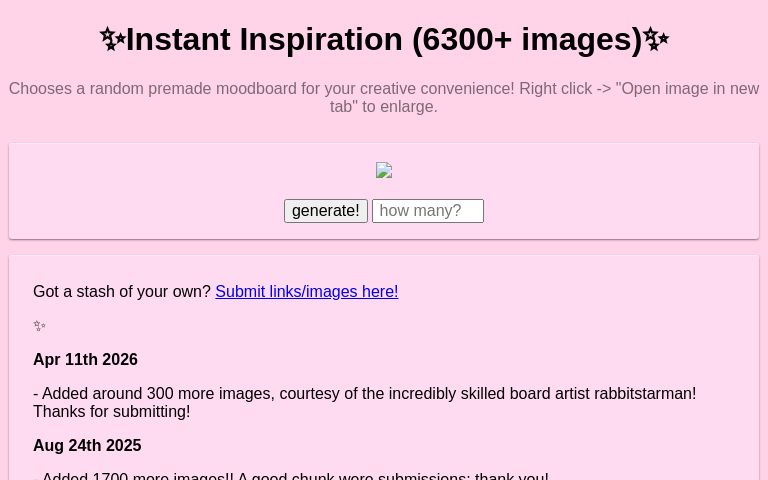 Instant Inspiration (6300+ images) ― Perchance Generator
