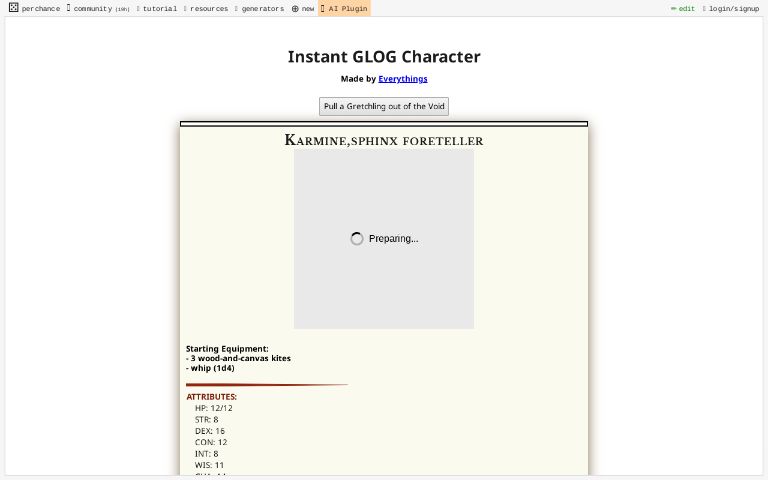 Instant GLOG Character ― Perchance Generator