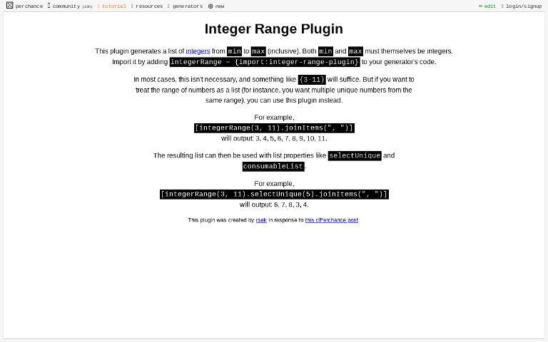Integer Range Plugin